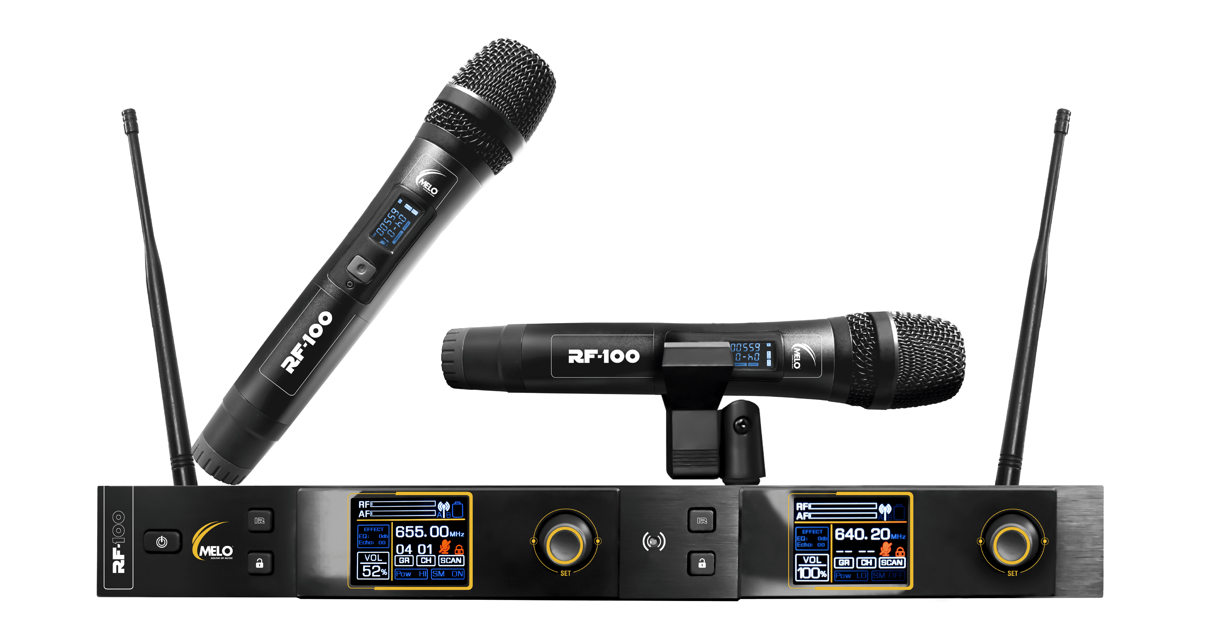 Set de Micrófonos Inalámbricos MELO. Modelo: RF-100 – Sono Music